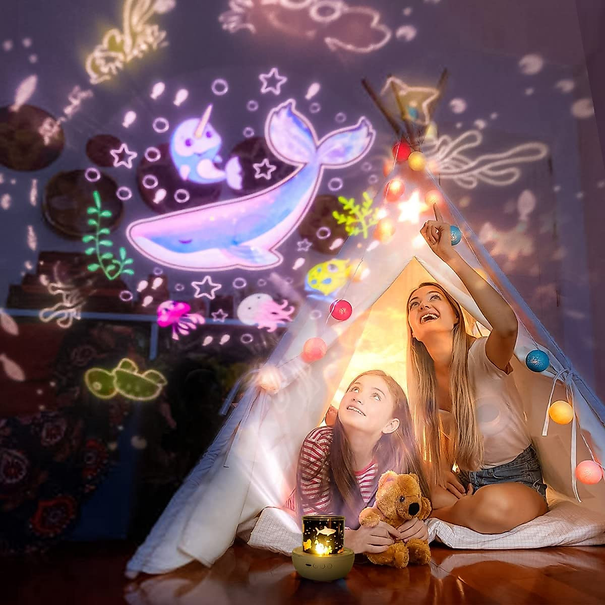 Night Lights for Kids, Star Projector Lamp, 15 Sets of Films, Planetarium Projector Night Light for Boys and Girls Birthday Gifts, Christmas, Parties, Best Gift for Baby's Bedroom