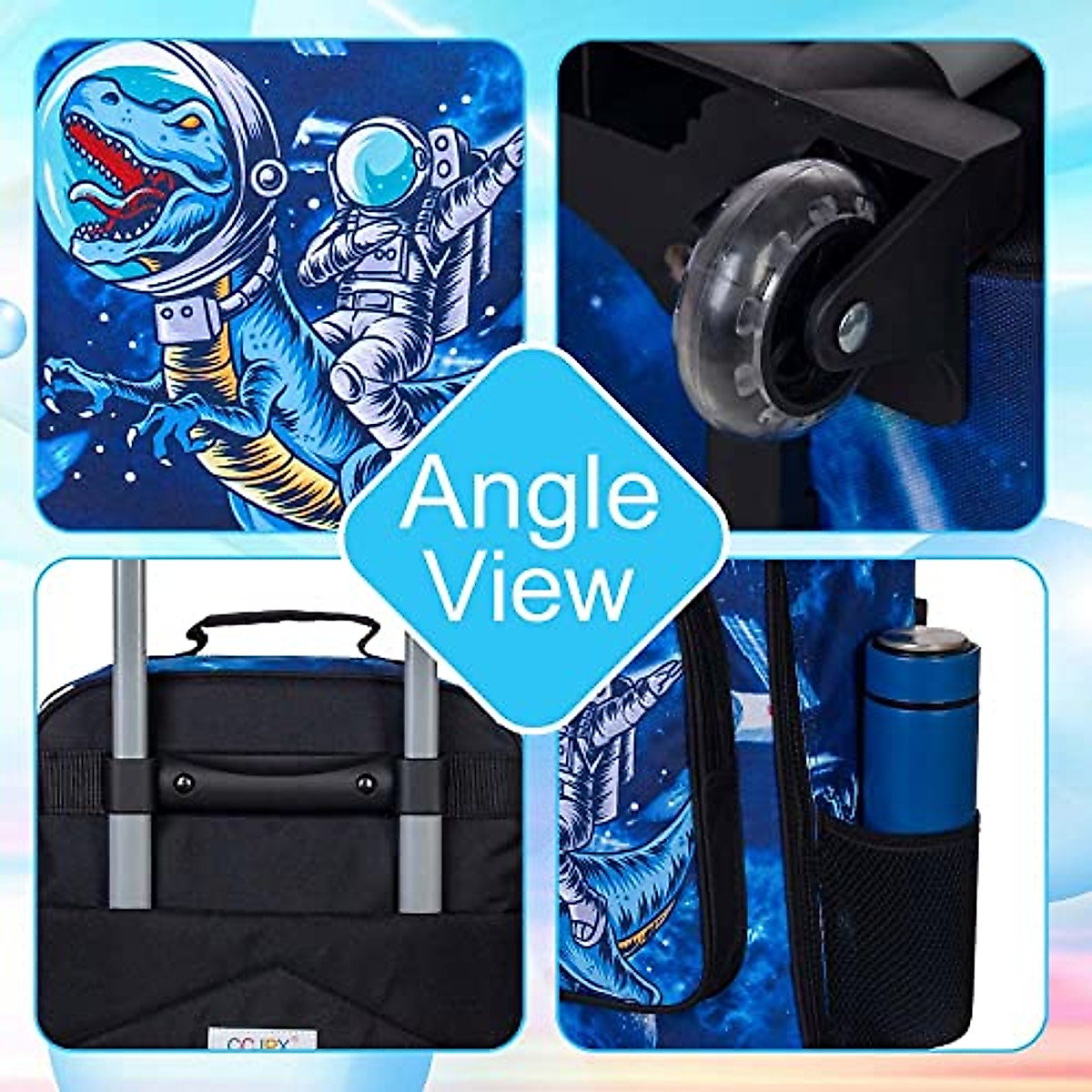 KLFVB Kids Luggage for Boys, Cute Dinosaur Rolling Wheels Suitcase for Toddler, Children Travel Carry on Suitcase