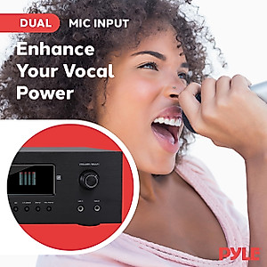 Pyle 10’’ Portable PA Speaker System - Wireless BT Streaming PA & Karaoke Party Audio Speaker, Two Wireless Mic, Wired Microphone, Tablet Stand, Flashing Party Lights, MP3/USB//FM Radio - PHPWA10TB