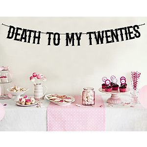 Death to My Twenties Banner Black Glitter, 30th Birthday Banner, Rip 20s Birthday Decorations, Death to My 20s Decorations, 30th Birthday Decorations, Death to My Youth 30th Birthday Decorations