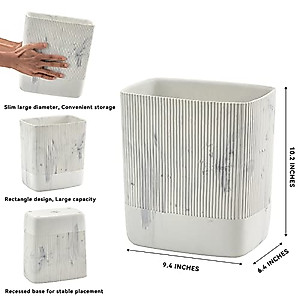 Polytree Bathroom Trash Can 1.8 Gallon(7 Liter) Small Kitchen Garbage Can,Decor Wastebasket for Bedroom Office,Resin Marble White