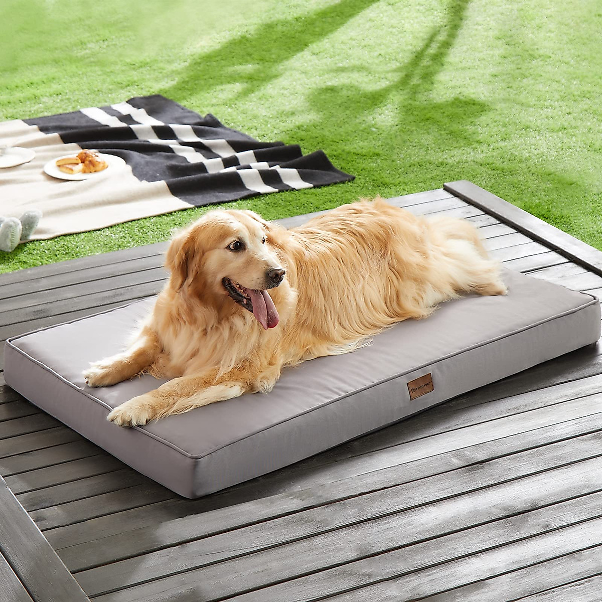 BFPETHOME Outdoor Dog Beds for Large Dogs, Waterproof Dog Bed for Medium, Large, Extra Large Dogs, Orthopedic Dog Bed with Removable Washable Cover, Egg Crate Foam Pet Bed Mat. (42 x 30 in, Grey)