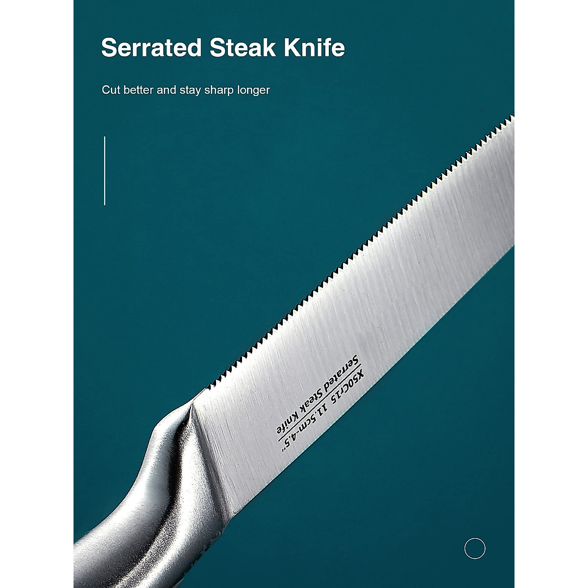 ZAWS Steak Knives, Knives Set of 8, Stainless Steel Knife Gift Box Set,Super Sharp Kitchen Serrated Knife, Ergonomic Tapered Handle, 9.1 IN, Silver