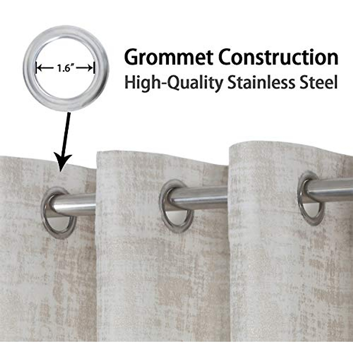 always4u White Soft Velvet Curtains 108 Inch Length Long Luxury Bedroom Curtains Gold Foil Print Window Curtains for Living Room Set of 2