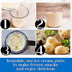 Creami Pints and Lids for Ninja, Creamy Icecream Blender Freezer Containers Cups Jars Tubs Canisters Set, Smoothie Deluxe Pot Compatible with NC299AMZ & NC300s Series Creamer Ice Cream Maker Machine
