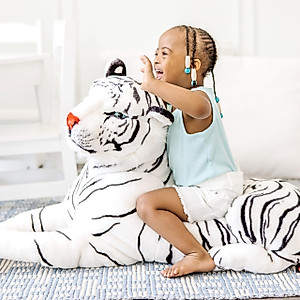 Melissa & Doug Giant Siberian White Tiger - Lifelike Stuffed Animal (over 5 feet long) - Extra Large, Plush Lifesize Tiger For Ages 3+