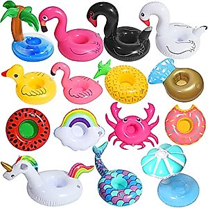 Pool Drink Floats, 15 Pack Drink Floaties, Durable Inflatable Drink Holder, Floating Drink Holder for Pool