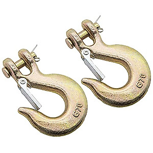 5/16 inch Clevis Slip Hook with Safety Latch, 5/16 g70 Chain Hook, 5/16 Safety Hook with Latch Forged G70 18,000 Lb Capacity for Trailer Truck Transport Tow Winch Hook Trailer(2Pack)