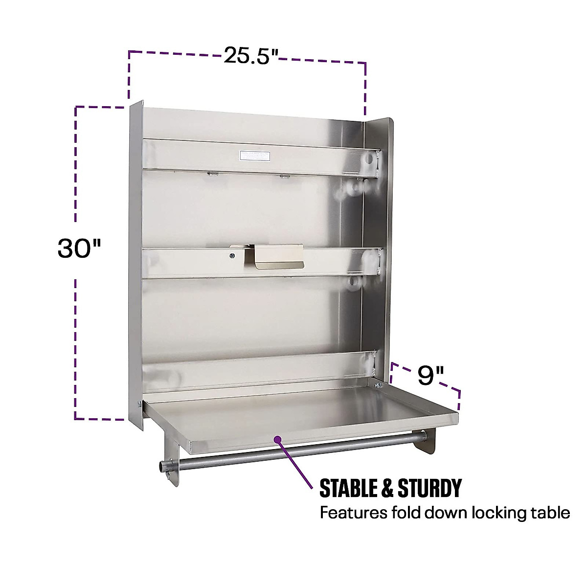 Speedway Motors Standard Aluminum Trailer Storage Cabinet, Features Fold-Down Work Table, Two Paper Towel Holders and Storage, For Enclosed Race Trailer or Garage Storage
