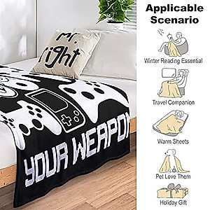 Gamer Gifts Throw Blanket Video Game Gaming Room Decor Funny Gaming Gifts for Men Boys Teen Girls
