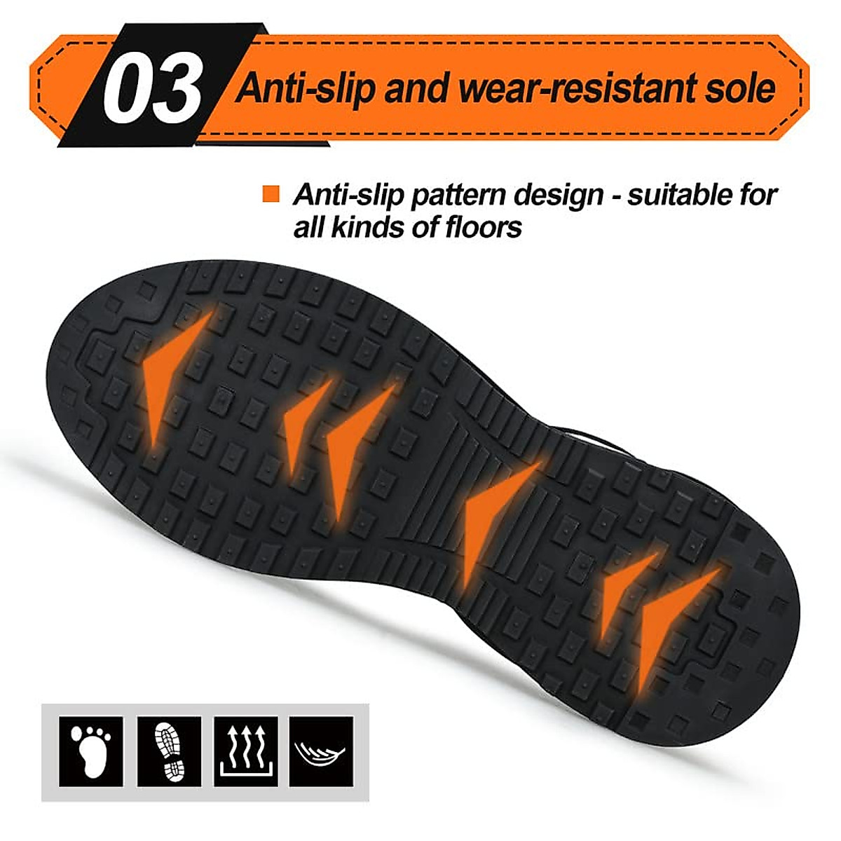 Steel Toe Shoes for Men Comfortable Lightweight Indestructible Work Sneakers for Men Puncture Proof Slip On Safety Shoes for Industrial,Coustruction Black