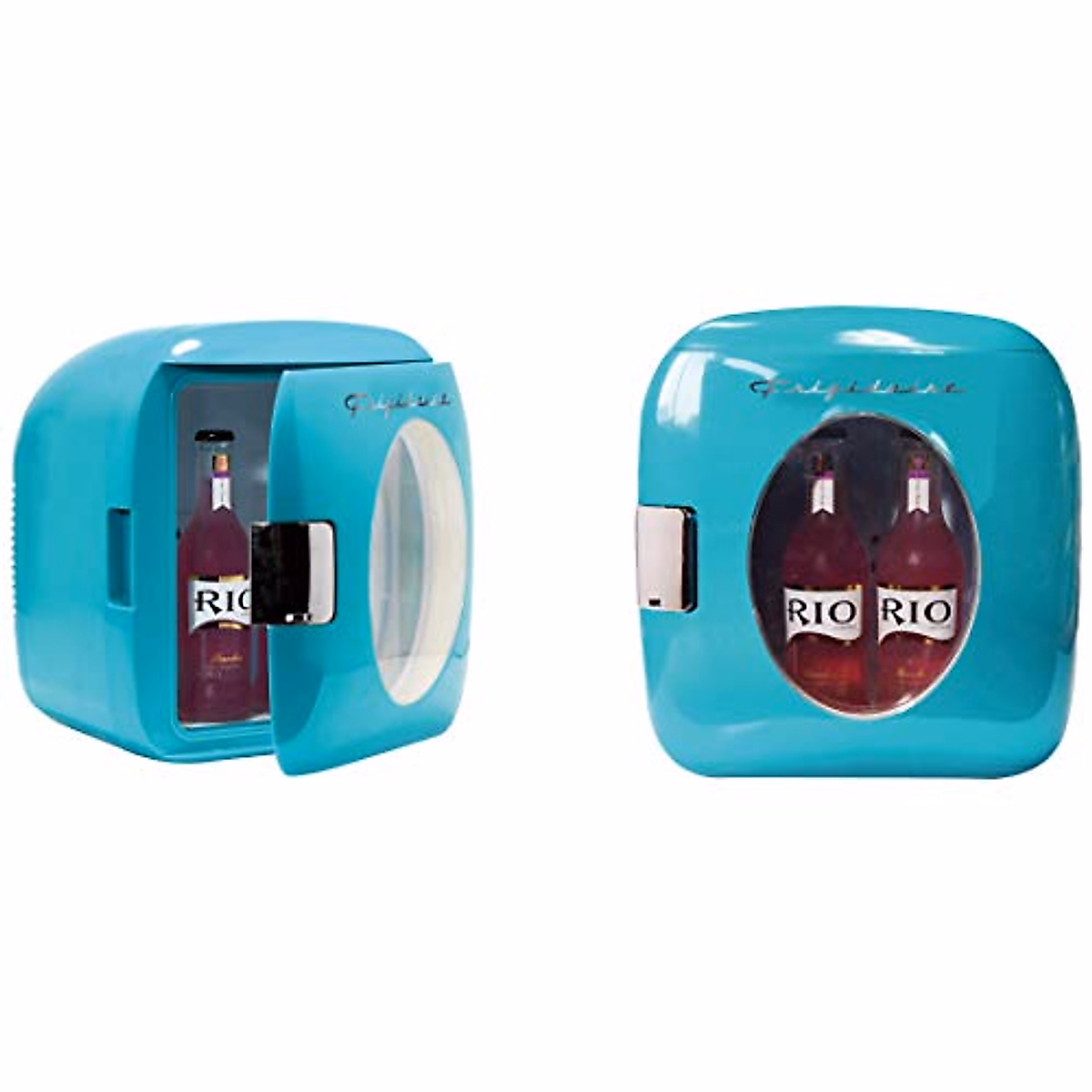 Frigidaire Retro Mini Fridge, 12/ 9 liters Cans Beverage Cooler, 100% Freon-Free & Eco Friendly Perfect for Home, Office, or Cars. Includes Plugs for Outlet & 12V Car Charger - Blue