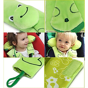 2 Pcs Car Seat Belt Strap Covers,Cartoon Animal Car Seat Strap Pads for Girls and Boys,Seat Belt Shoudler Pads for Infant Stroller Pushchair Seatbelt (Frog)