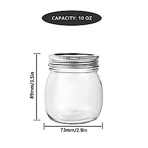10 oz Glass Mason Jars, 24 Pack Clear Glass Jars with Regular Lids, Canning Jars for Honey, Yogurt, Wedding Favors, Food Storage, Vegetables, Includes 40 Black Labels