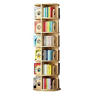 Small Bookshelf for Kids 360° Rotating Bookcase Children's Bedroom Bookcase Home Living Room Corner Bookcase Floor Simple Library (Color : Wood Color, Size : 50.5 * 191.6cm)