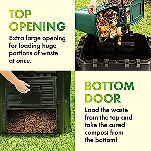 Garden Composter Bin Made from Recycled Plastic – 95 Gallons (360Liter) Large Compost Bin - Create Fertile Soil with Easy Assembly, Lightweight, Aerating Outdoor Compost Box
