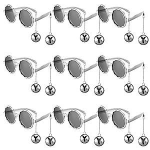 Oudain 9PCS Retro Disco Ball Glasses Funny Party Sunglasses 70s Disco Glasses Silver Chain Glasses for Women Girl Party Favor