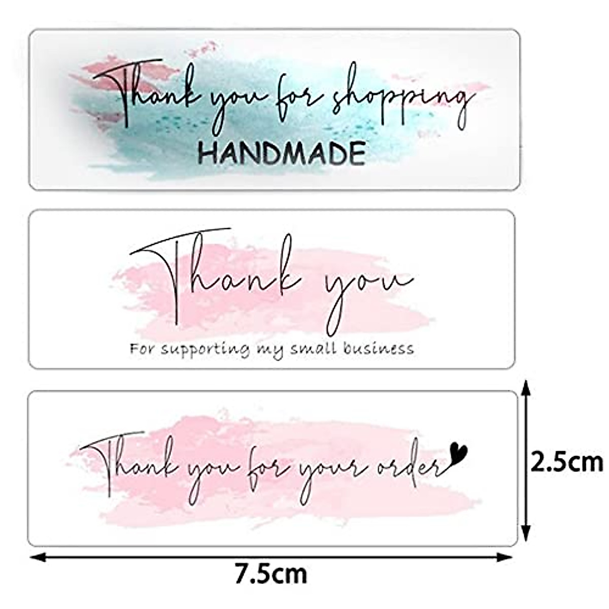 Thank You Rectangular Sticker Roll, White Thank You Label Stickers, 360 Pcs 3 x 1 inch Unique Designed Labels for Envelope Packaging Bags and Handmade Products by HubHnb
