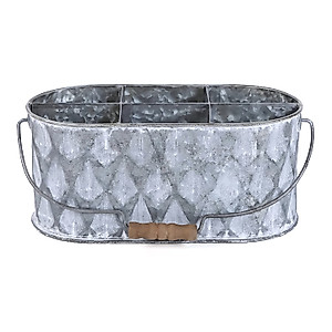 NIKKY HOME Galvanized Metal Caddy with 6 Compartments, Farmhouse Utensil Holder Rustic Utensil Caddy Carry-All Serveware Picnic Caddy Multipurpose Storage Bin with Handle - 12 x 5.5 x 9.5 inches