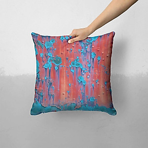 iiRov Hot Coral Metal with Turquoise Rust - Custom Decorative Home Decor Indoor or Outdoor Throw Pillow Cover for Sofa, Bed or Couch Cushion (Pillow CASE Cover ONLY)