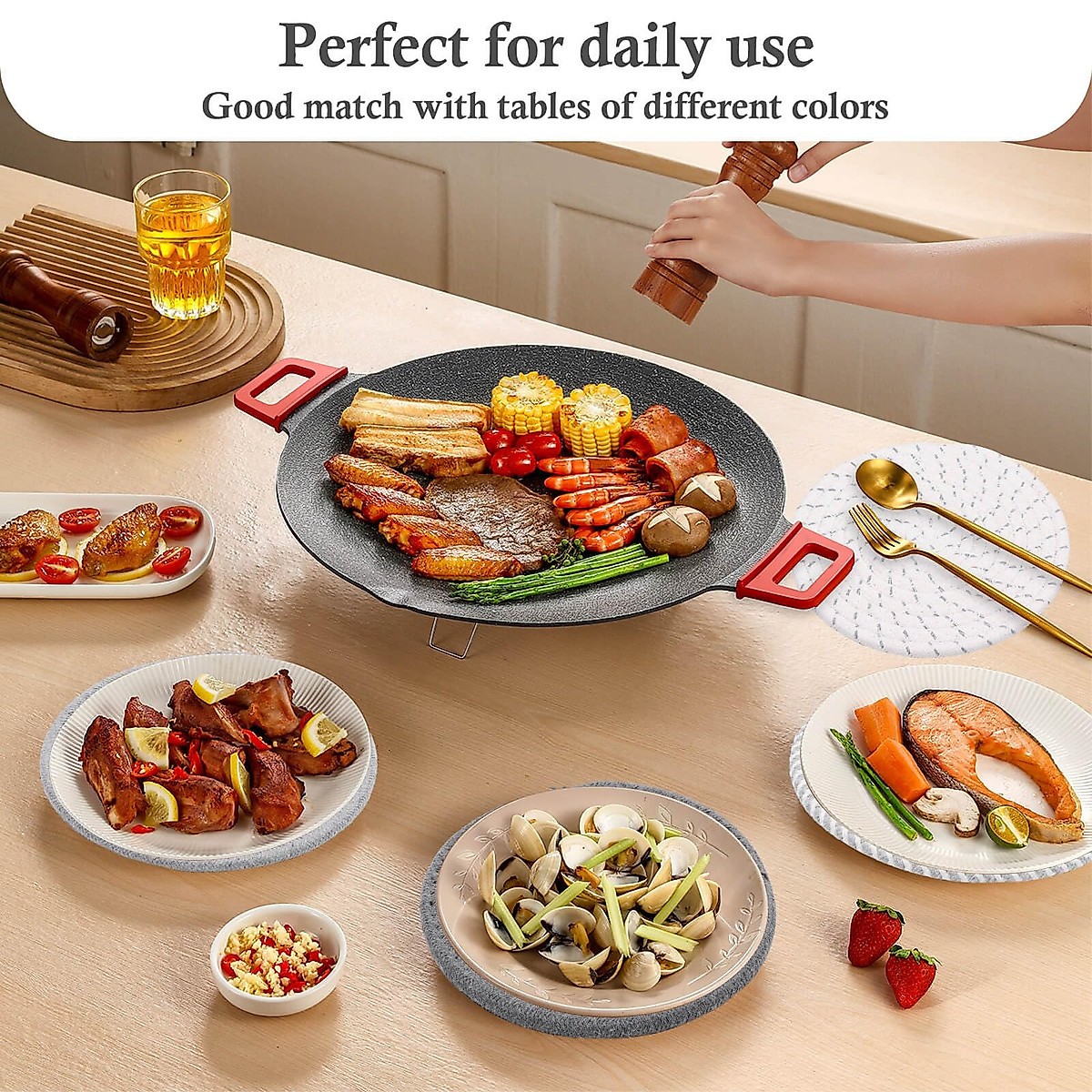 Billbotk 7" Trivets for Hot Dishes, Hot pots and Pans, 4 Heat Resistant Hot Pads, Pot Holders for Kitchen, Hot Plate Mats for Kitchen Countertops, Table, Home Essentials, Farmhouse Decor