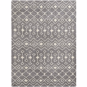 Unique Loom Moroccan Trellis Shag Collection Area Rug - Meknes (10' 8" x 14' Rectangle, Gray/Ivory)