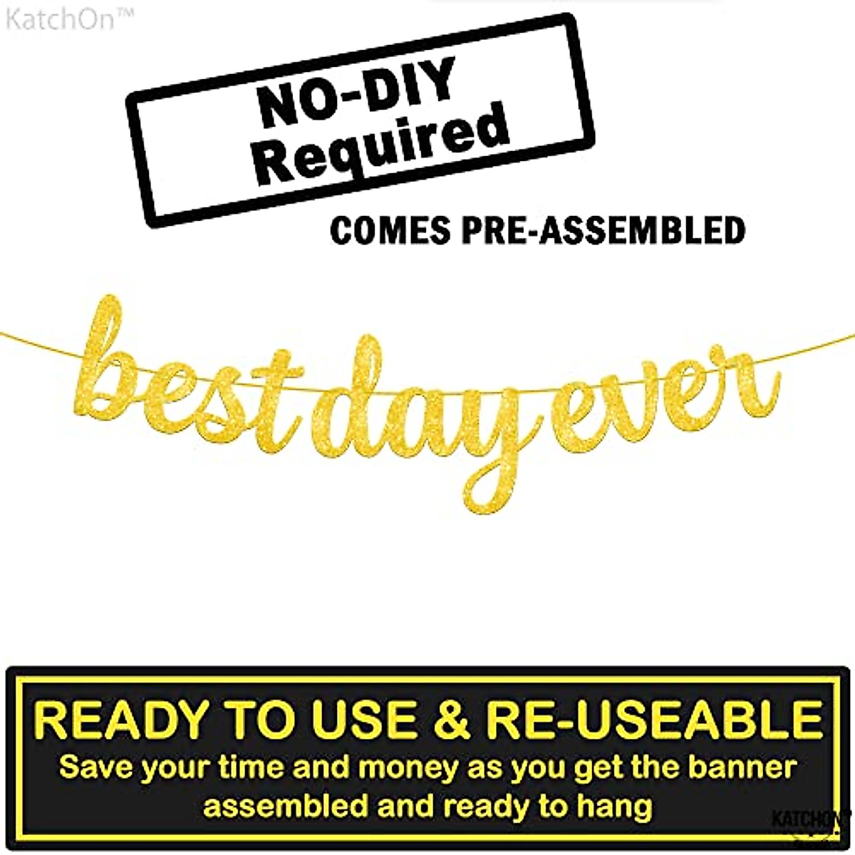 KatchOn, Gold Best Day Ever Banner - 10 Feet, No DIY | Gold Glitter Best Day Ever Sign, Graduation Decorations | Best Day Ever Decorations, Wedding Day Decorations, Graduation Party Decorations 2023