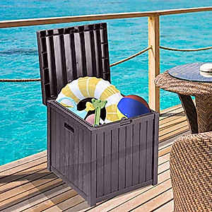COVERONICS 51 Gallon Patio Medium Deck Box Lightweight Outdoor Stroage Box Weather Resistant Garden Stroage Container for Patio Furniture Cushions, Pillows, Garden Tools and Pool Toys