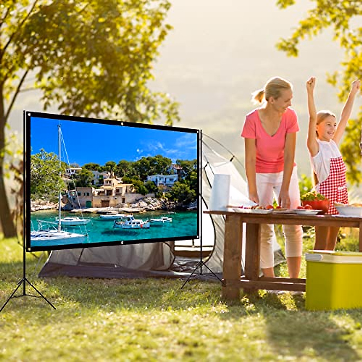 SuanlaTDS 16:9 HD Projector Projection Movies Screen, Foldable Anti-Crease Portable for Home Outdoor Indoor Support