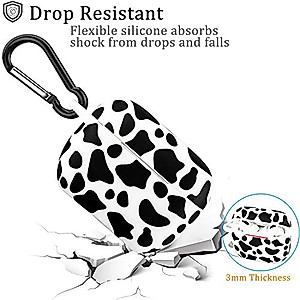 Airpods Pro Case Cow Silicone - YOMPLOW Case Cover Soft Flexible Skin for Apple AirPods Pro Charging Case Cute Women Girls iPod Pro Case Protective Skin with Keychain - Cow