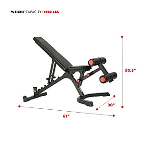 Sunny Health & Fitness Fully Adjustable Power Zone Utility Heavy Duty Weight Bench with 500 LB Max Weight – SF-BH6920, Black