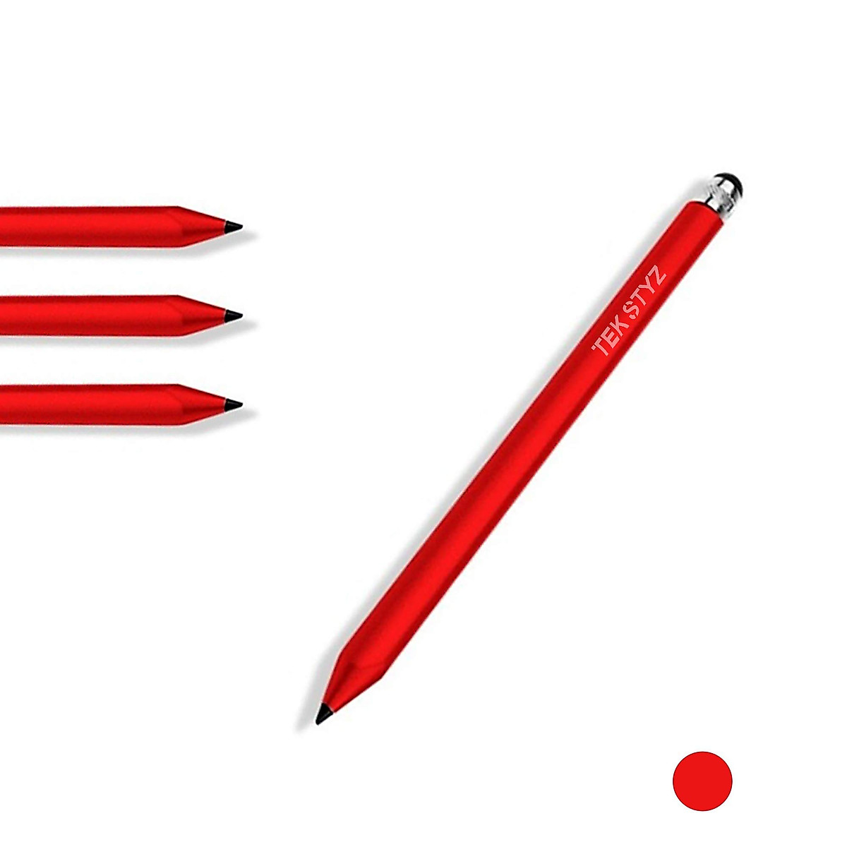 Tek Styz Pro Stylus Capacitive Pen Upgraded Works for Plantronics BackBeat FIT 2100 with Custom High Precision Touch Full Size 3 Pack! (RED)