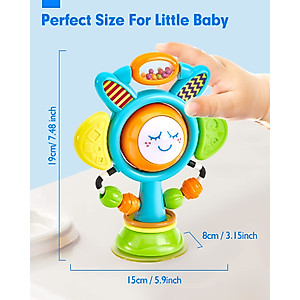 High Chair Toys Sunflower Suction Cup Baby Toys 6-12 Months+ with Light, Sound