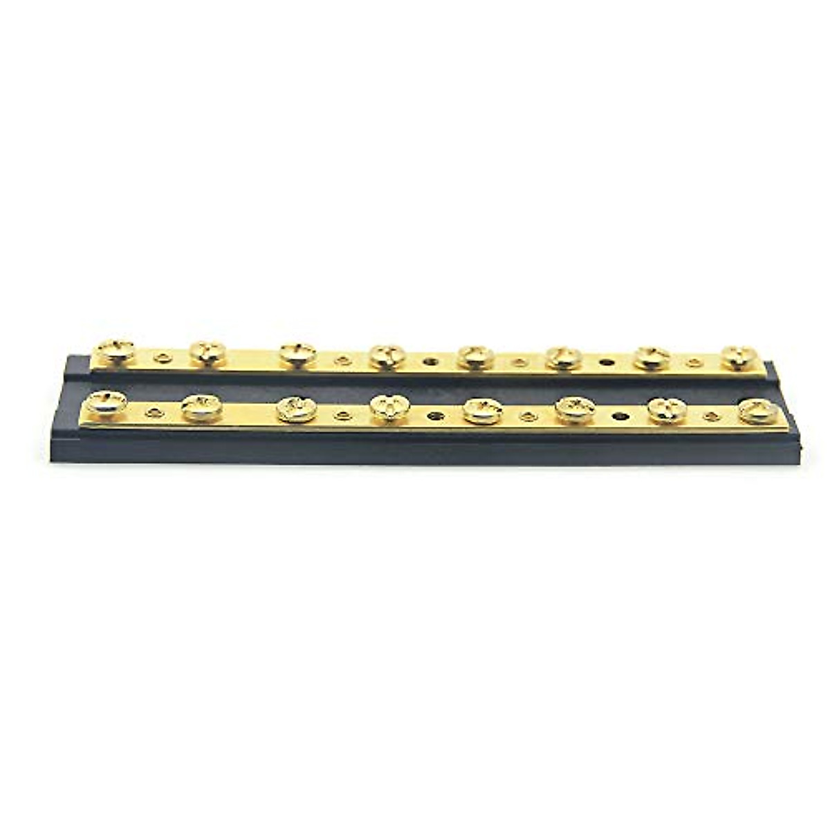 ZOOKOTO 8 Circuit Junction Block,32V DC 60A Dual Brass Bus Bar with Sixteen 8-32 Screw Terminals