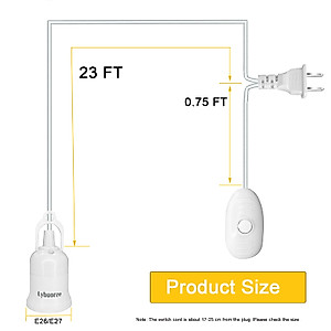 Lybuorze 23 ft Extension Hanging Lantern Pendant Light Lamp Cord Cable, Plug in Hanging Lamp Cord Kit with On Off Switch and E26 E27 Socket, Hanging Light Socket with Cord for Bedroom Garage Farmhouse