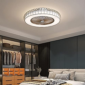 SHABOZ Ceiling Light lamp LED Ceiling Fan with Light App and Remote Control for Bedroom Wind Speed Adjustable Infinitely Dimming Lamp