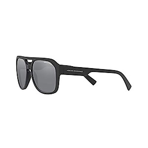 A|X ARMANI EXCHANGE Men's AX4074S Rectangular Sunglasses, Matte Black/Light Grey Mirrored/Black, 57 mm