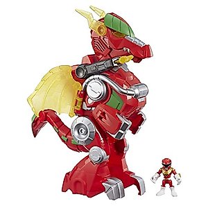 Power Rangers Playskool Heroes Red Ranger & Dragon Thunderzord, 3" Action Figure, 14" Zord, Lights & Sounds, Collectible Toys for Kids Ages 3 & Up