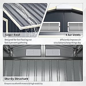 Goplus Outdoor Storage Shed, 9' X 6' Metal Garden Shed with 4 Vents & Double Sliding Door, Utility Tool Shed Storage House for Backyard, Patio, Lawn