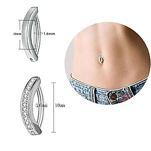 DANSOAN 14G Clicker Belly Button Rings for Women Stainless steel Smooth Surface Cubic Zirconia Opal Belly Piercing Rings Curved Navel Rings Belly Piercing Body Jewelry