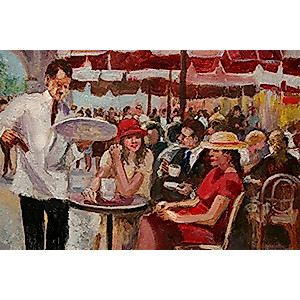 (SOLD) Cafe on the Champs Elysees - Paris cafe by internationally renown painter Yary Dluhos