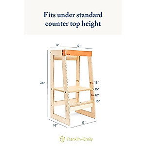 Franklin + Emily Wooden Toddler Tower and Step Stool (Toddler Step Stool with Leather Strap, Kitchen Helper Tower, Kitchen Tower, Safety Stool, Kid Step Stool, Activity Tower, Montessori Tower)