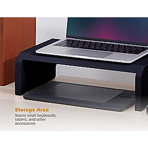 Bostitch Office Konnect Adjustable Monitor Stand Riser, Laptop Stand, 4 Height Adjustments, Built-in Cable Management, Rubber Feet - Black