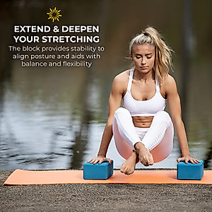 Sunshine Yoga 4" Yoga Block, 10 Pack Bulk EVA Foam Yoga Blocks, Firm and Supportive Yoga Brick for Stretching and Workout, Balance Foam for Schools and Studios, 4" x 6" x 9", Oceanside