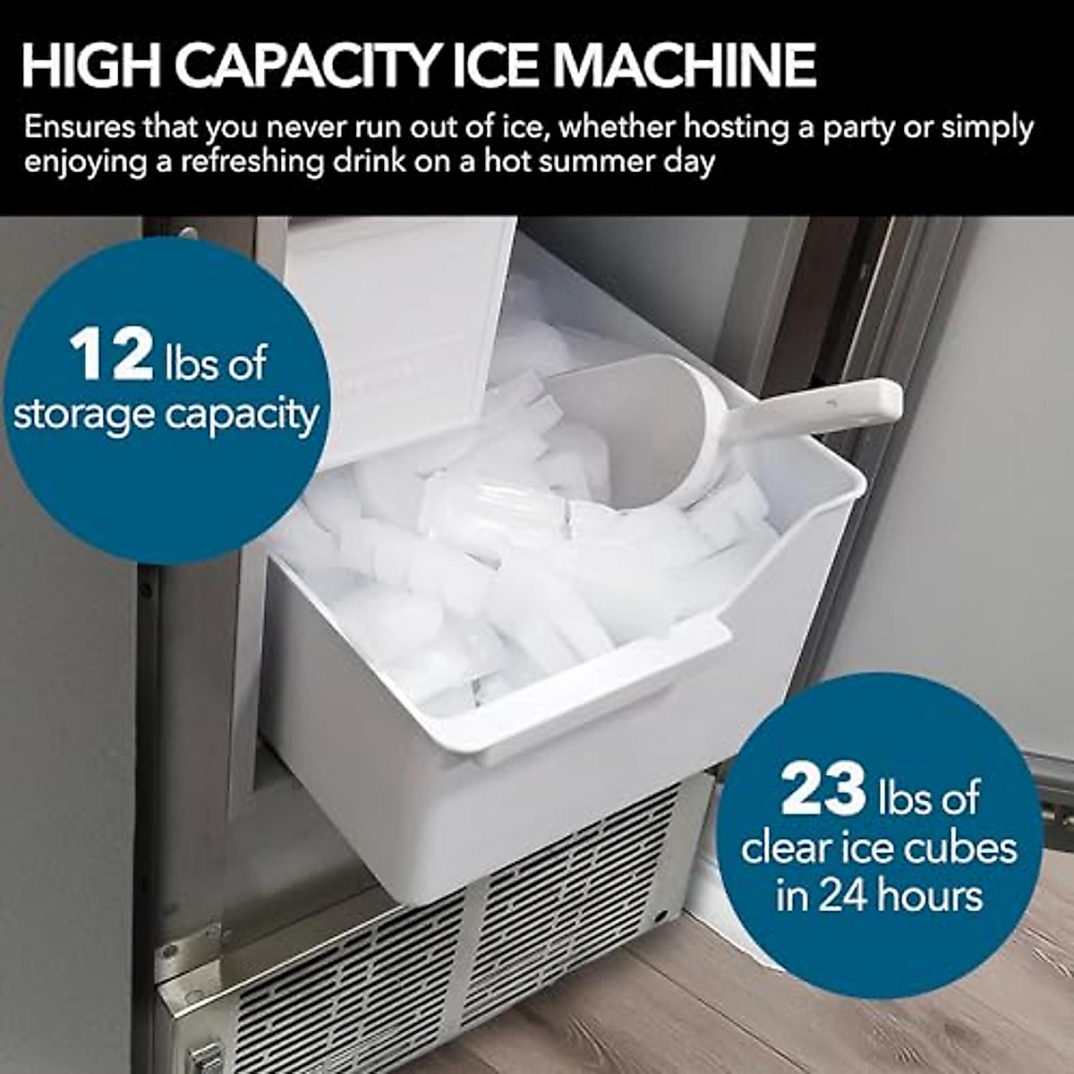 Whynter MIM-14231SS 14'' Undercounter Automatic Stainless Steel Marine 23lb Daily Output Ice Makers, One Size