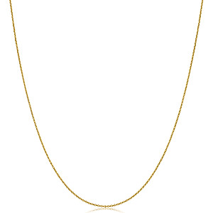 Kooljewelry 14k Yellow Gold 0.8 mm Flat Round Cable Chain Necklace (16 inch)