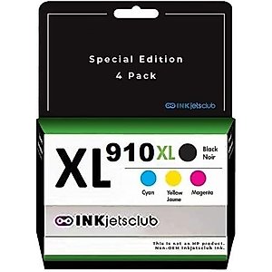 HP 910XL 4 Pack Compatible Ink Cartridge Replacement for High Yield Cartridges. Works for HP OfficeJet Pro 8028 8035 8022 8024 8025 Printers