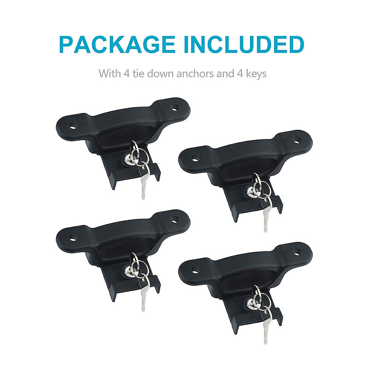 4 Pack Boxlink Tie Down Anchors for Ford F150 F250 F350 Raptor 2015-2021, Truck Bed Tie Downs,Stainless Steel Lock Assembly, for Ford Replace Accessories FL3Z-99000A64-B Bed Cleats Box Link Kit