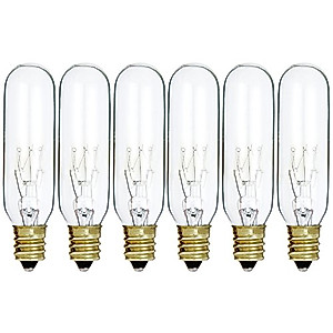 KOR (Pack of 6) 15T6/CL - 15 Watt T6 Clear Tubular - 120V - Candelabra (E12) Base - Incandescent Light Bulb