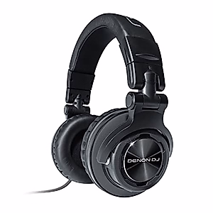Denon DJ HP1100 | Professional Over-Ear DJ Headphones with 180-degree Cup Swivel & Leather Carry Bag (53mm driver / 3500mW input)